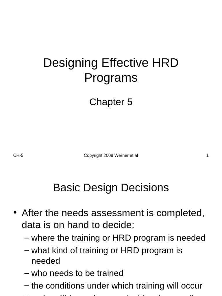 Chap 05 Designing Effective HRD Programs | PDF | Expert | Lesson Plan