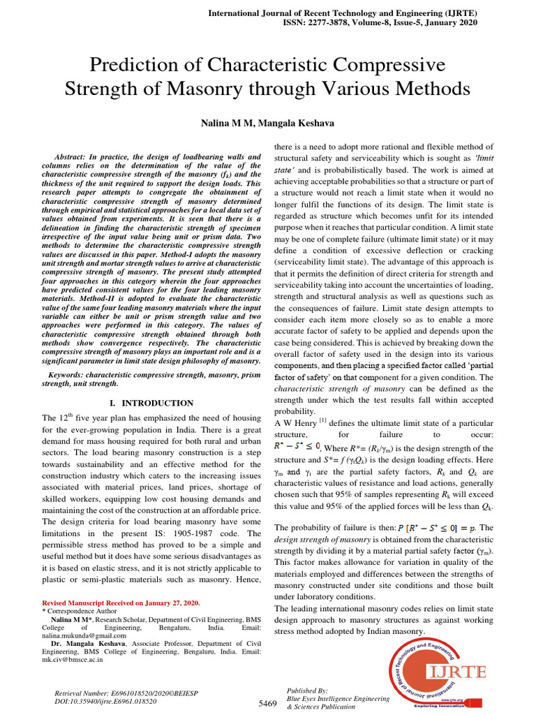 Prediction of Characteristic Compressive | PDF | Strength Of Materials ...
