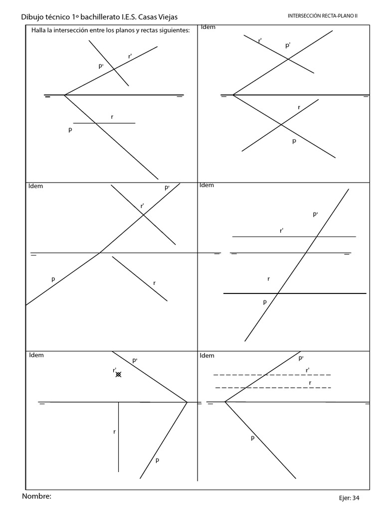 Intersección Recta-Plano en Geometría | PDF