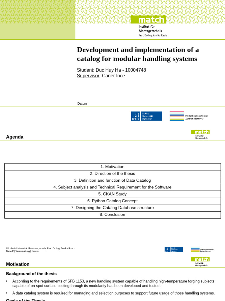 (Match) (Bachelor Thesis) Development and Implementation of A Catalog For Modular Handling ...