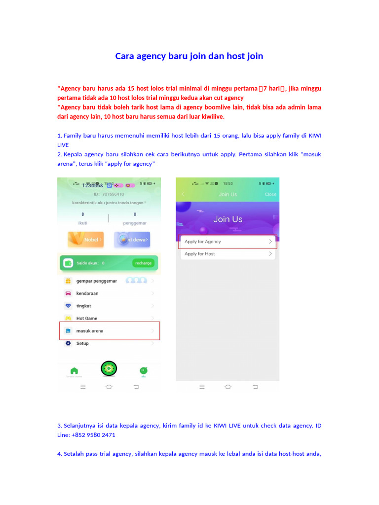 Cara Family Agency Baru Join Dan Host Join | PDF