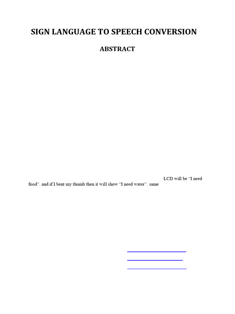 Sign Language to Speech System | PDF | Sensor | Sign Language