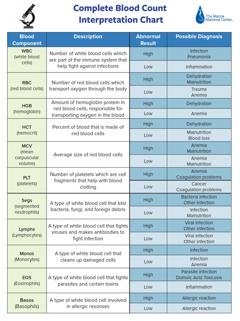 Blood Work Interpretation Chart | PDF | White Blood Cell | Chronic ...