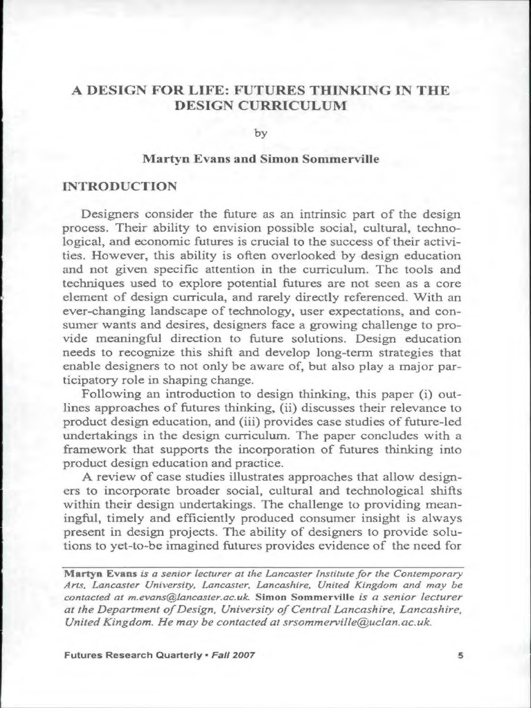 Futures Thinking in Design Education | PDF | Design | Information
