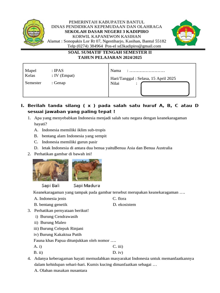 STS 2 IPAS KELAS 4 | PDF