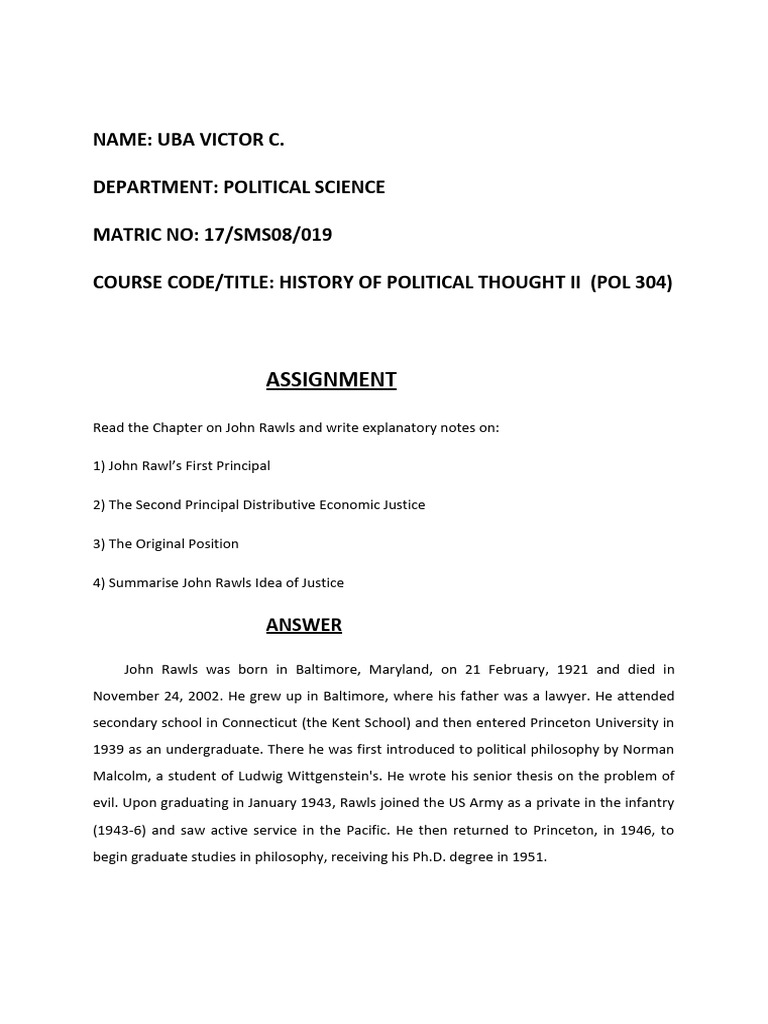 1596469096political Thought Assignment On John Rawl | PDF | Justice ...