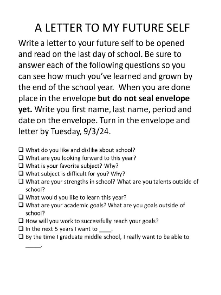 A Letter To My Future Self | PDF