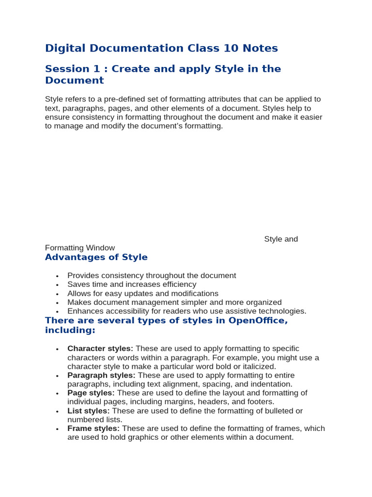 Digital Documentation Class 10 Notes | PDF | Page Layout | Search ...