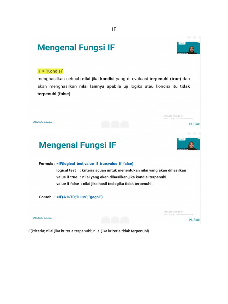 Materi Conditional IF-ELSE in Microsoft Excel | PDF