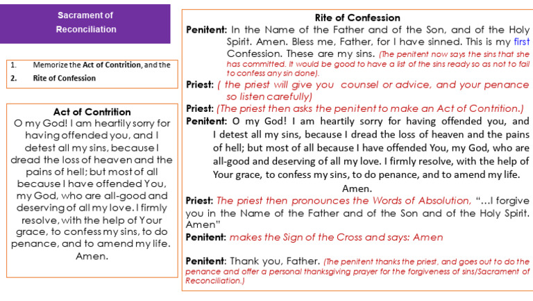 Guide to Sacrament of Reconciliation | PDF | Penance | Confession ...