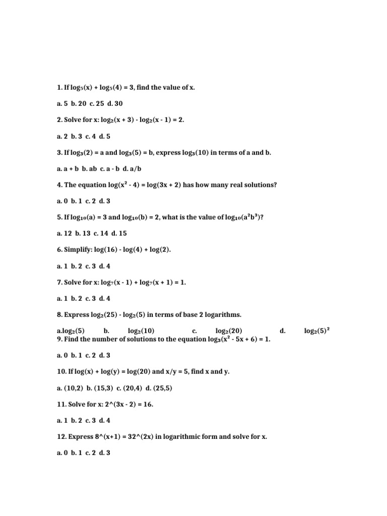 Logarithmic Equations and Functions | PDF | Logarithm | Mathematical Logic