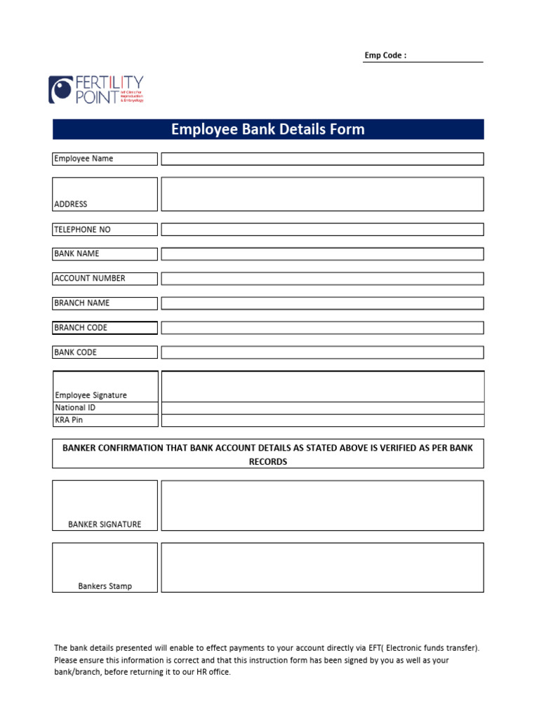 Employee Bank Details Submission Form | PDF