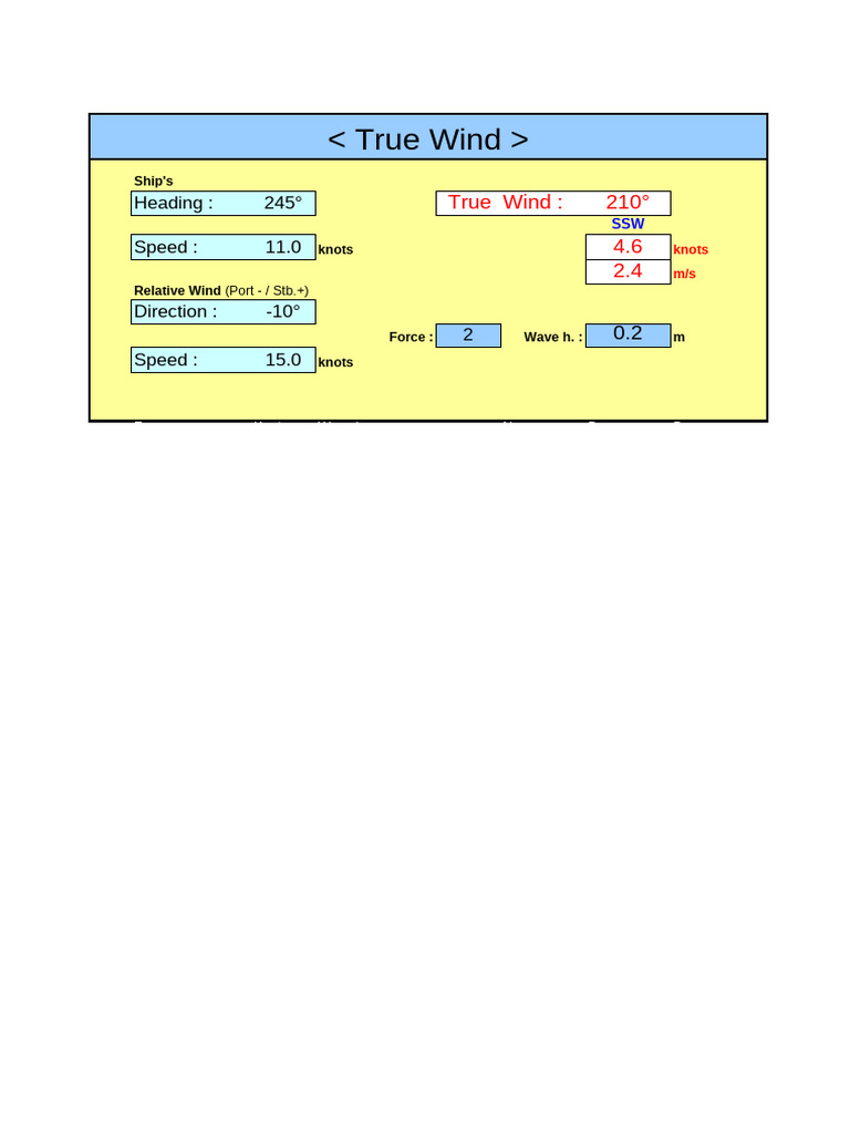 True Wind and Course Calculation Guide | PDF | Space | Angle