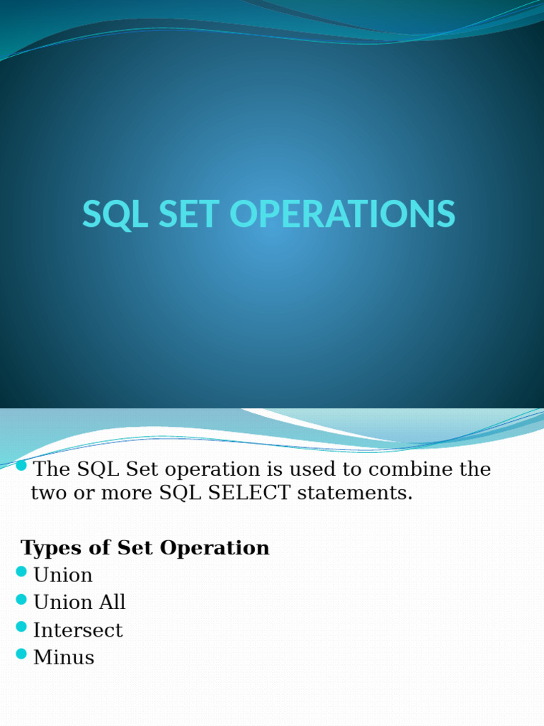 SQL Set Operations | PDF SQL Set Operations | PDF