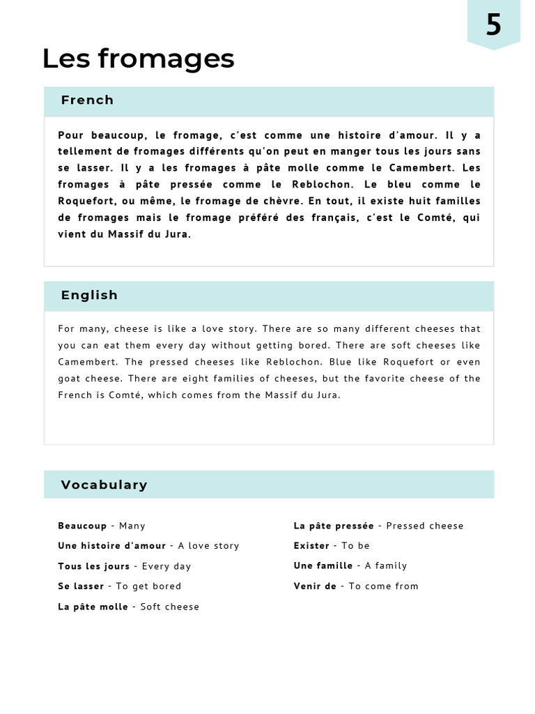Day 5 - Le Fromage | PDF