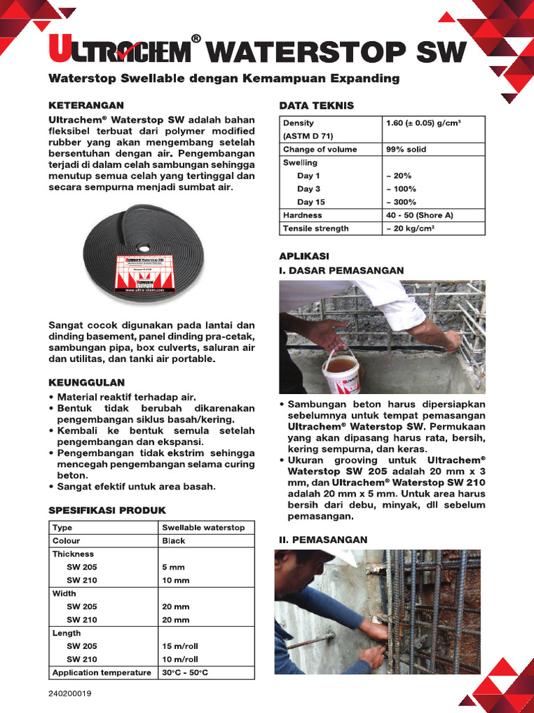 Spek - ULTRACHEM WATERSTOP SW (19 FEB 2024) - p-1 | PDF
