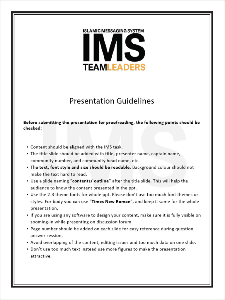 IMS - Presentation Guidelines | PDF