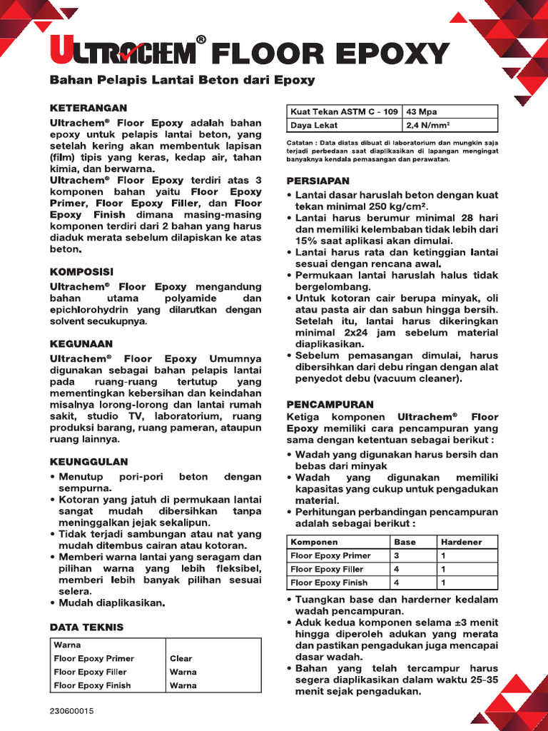 Spek - ULTRACHEM FLOOR EPOXY - ULTRACHEM (15 JUN 2023) - P | PDF
