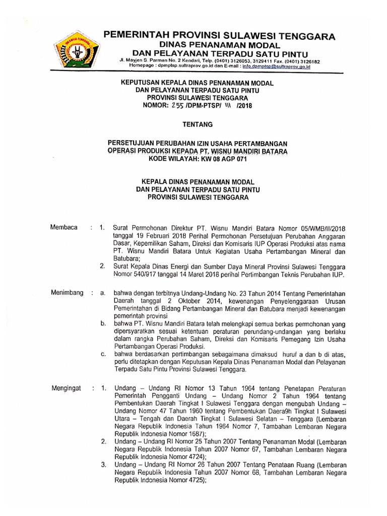 Iup Op Nomor 255 | PDF