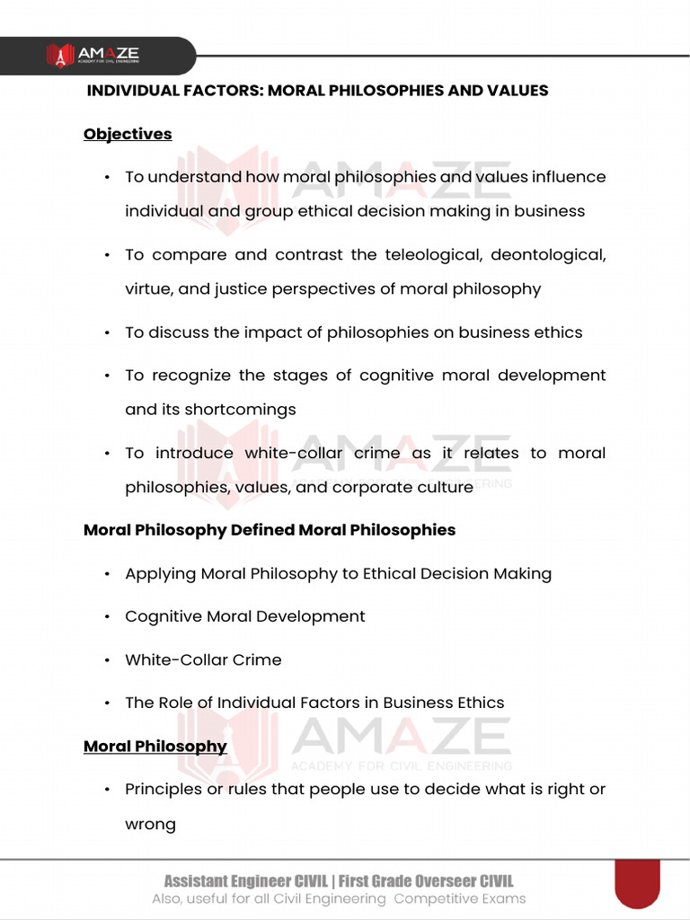 Chapter 4 - Individual Factors - Moral Philosophies and Values | PDF ...