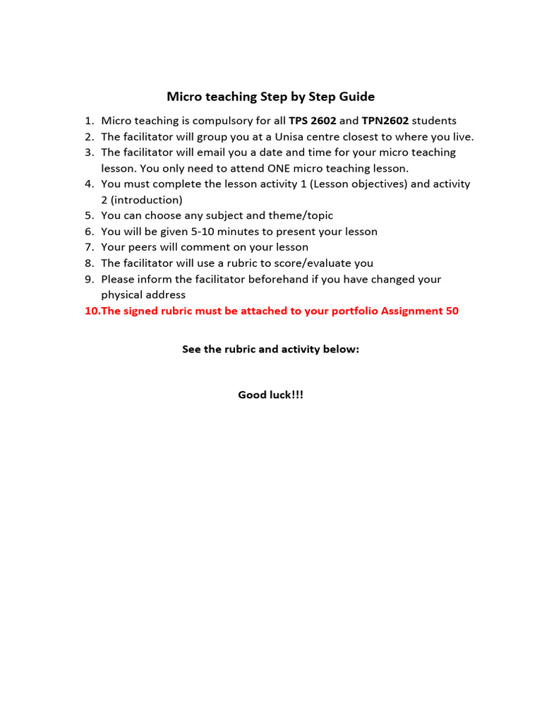MICRO TEACHING ACTIVITIES and RUBRIC | PDF | Learning | Cognition