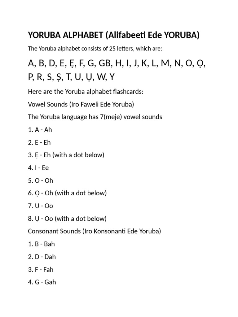 Yoruba Alphabet | PDF