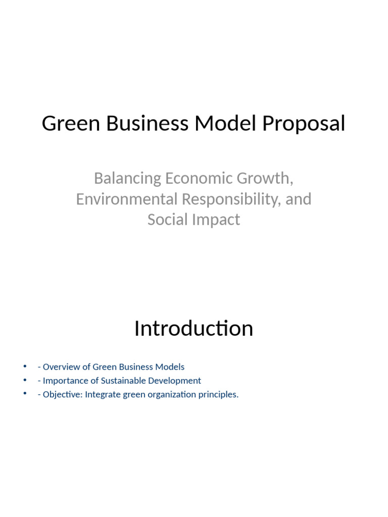Green Business Model Proposal Overview | PDF