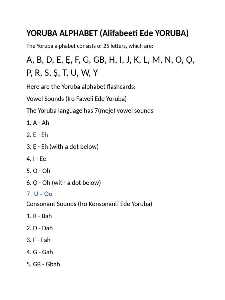 Yoruba Alphabet | PDF
