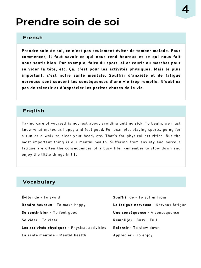 Prendre soin de soi | PDF