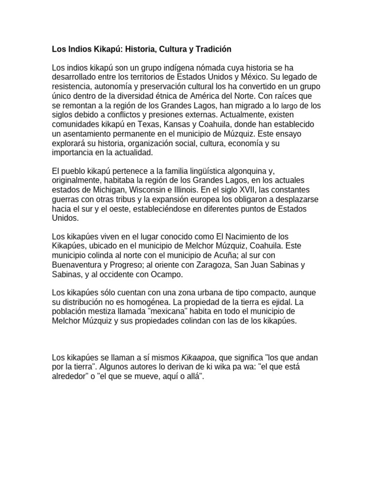 Historia y Cultura de los Kikapú | PDF | México | Rituales