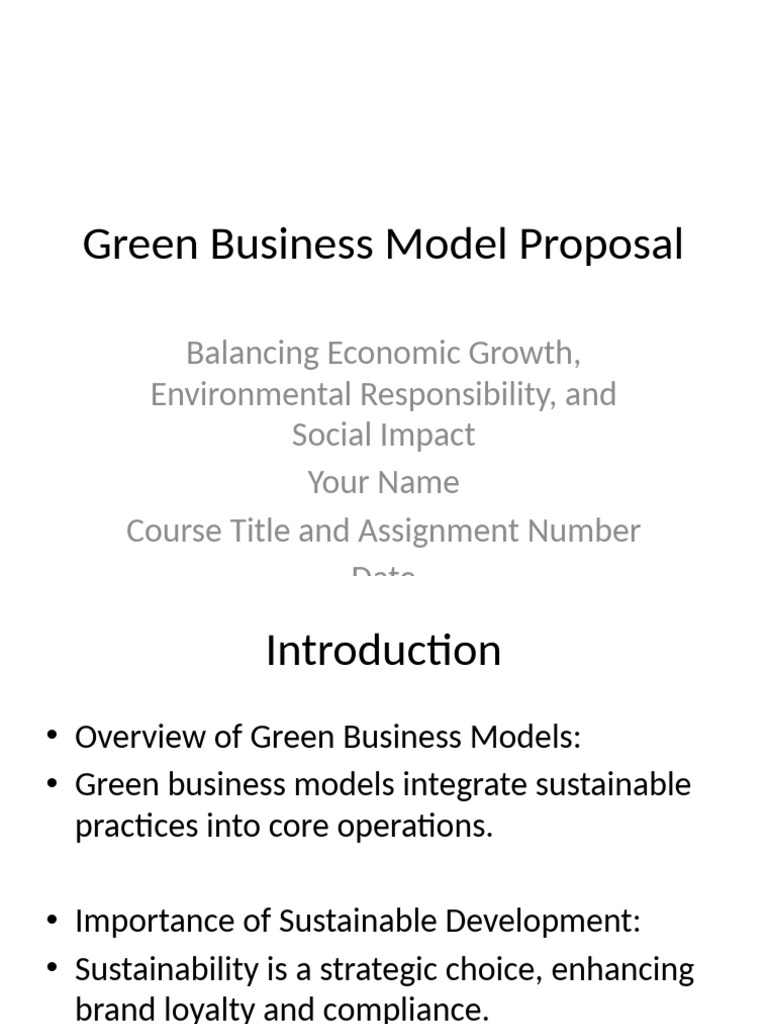 Green Business Model Proposal Overview | PDF | Sustainable Business ...