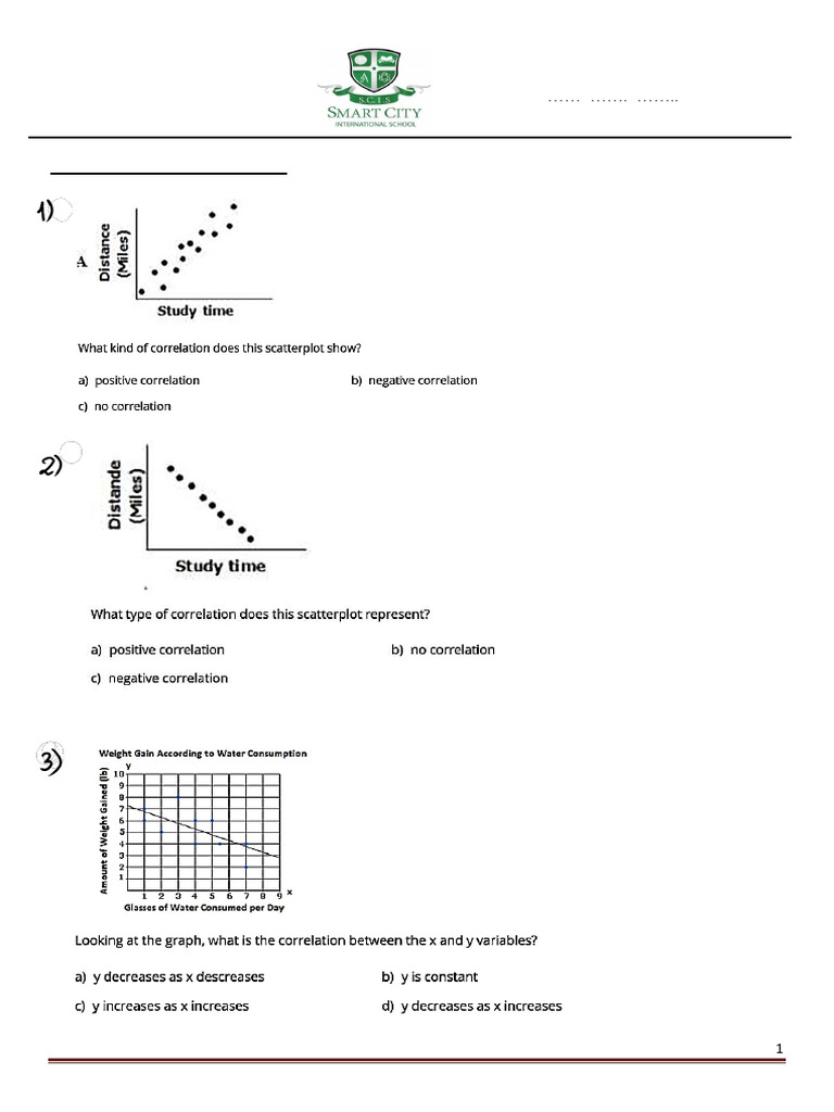Grade 8 Math Scatterplot Homework | PDF