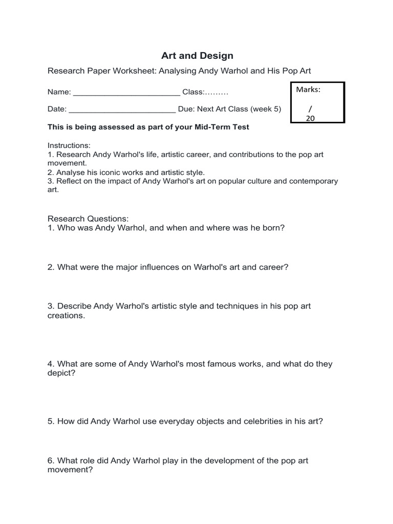 Andy Warhol Research Paper - 7th Grade | PDF