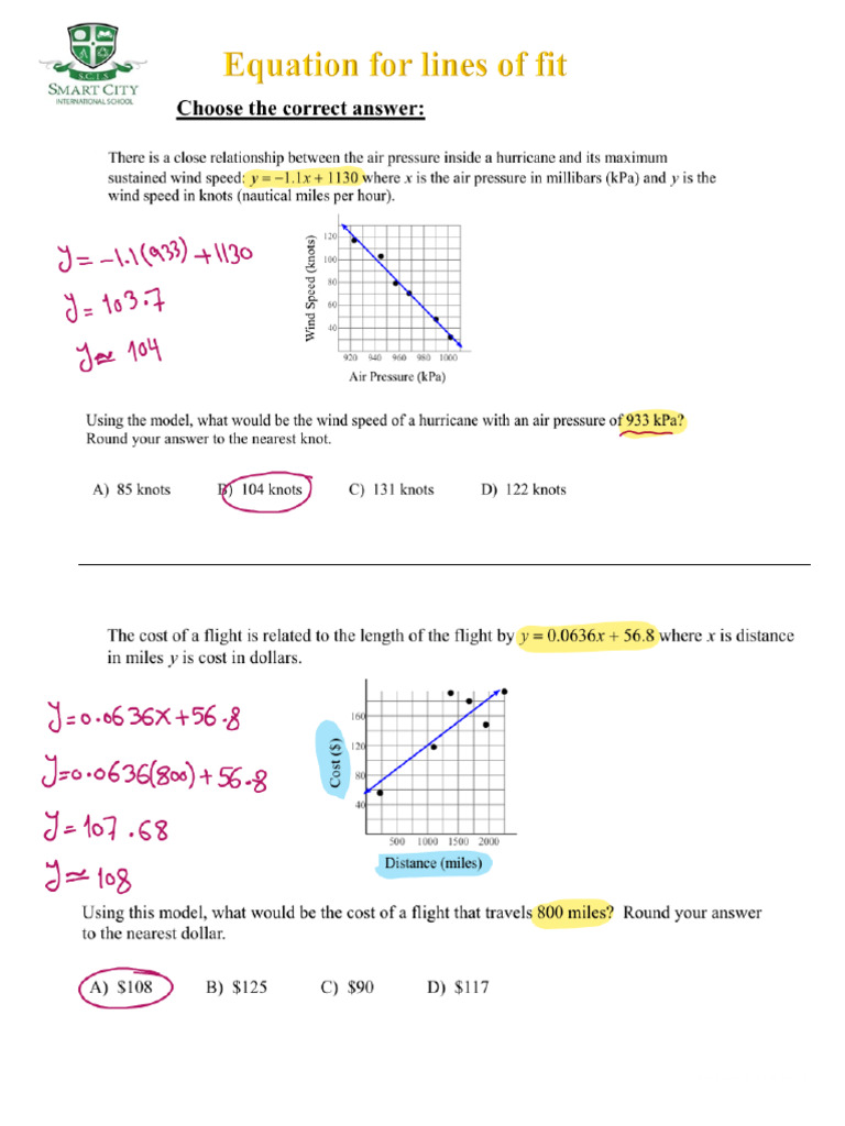 Equation of A Line of Best Fit PDF | PDF