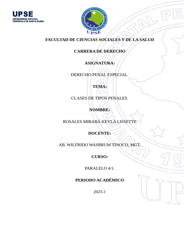 Clases de Tipos Penales en Derecho | PDF | Violación | Extorsión