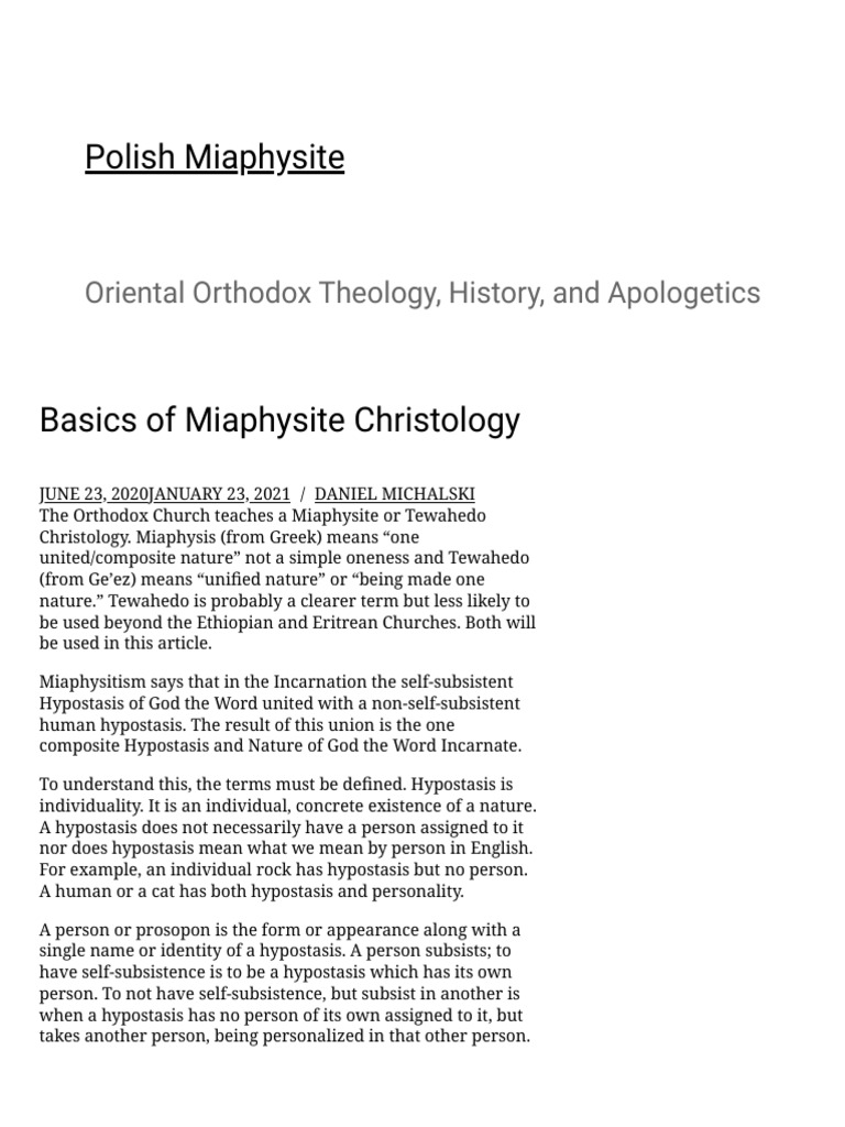 Basics of Miaphysite Christology - Polish Miaphysite | PDF ...