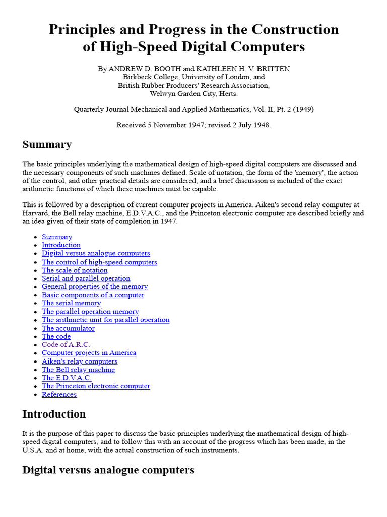 Principles and Progress in The Construction of High-Speed Digital ...