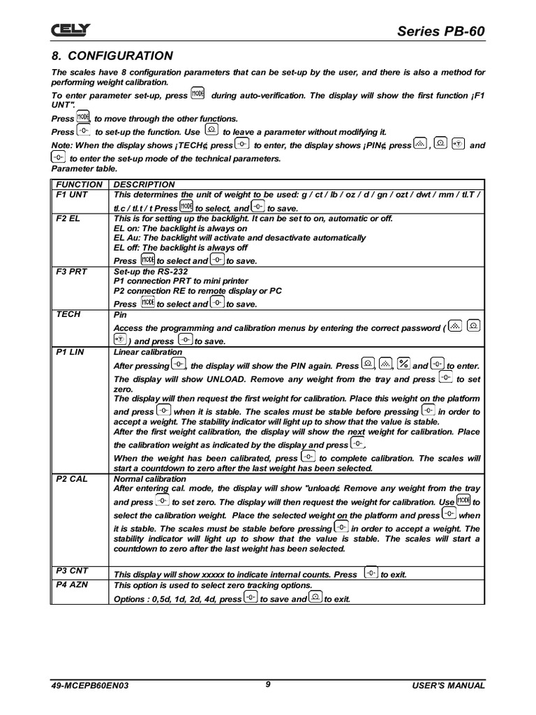 Cely PB-60 Calibration Manual | PDF