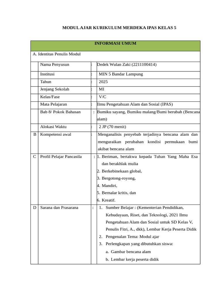 MODUL AJAR UTS TMTIK Dedek Wulan Zaki | PDF