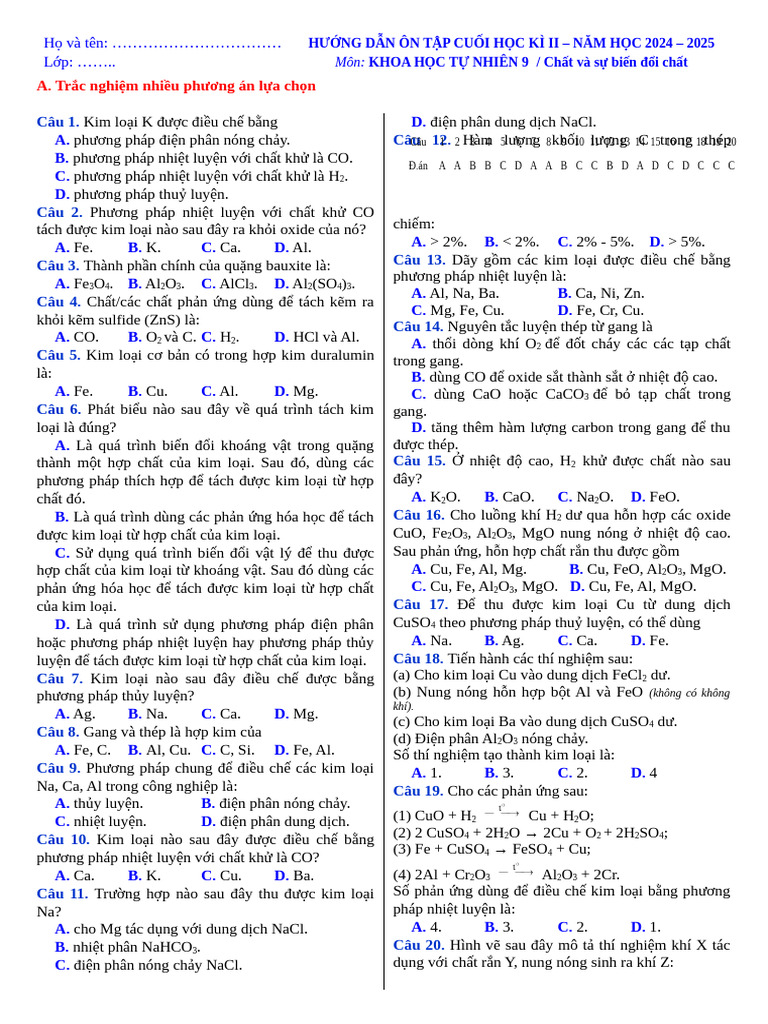 HDOT Hóa 9 CK2 | PDF
