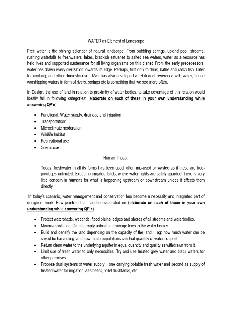 WATER As Element of Landscape | PDF | Water | River