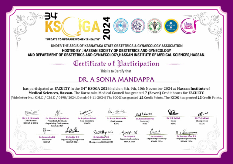 KSOGA 2024 FACULTY CERTIFICATE-001 | PDF