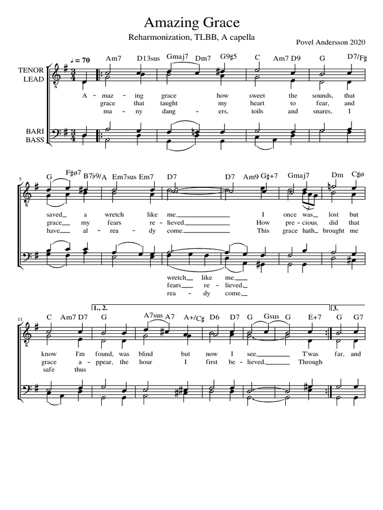 Amazing_Grace_A_capella_TTBB_Mens_Choir_Reharmonization | PDF ...