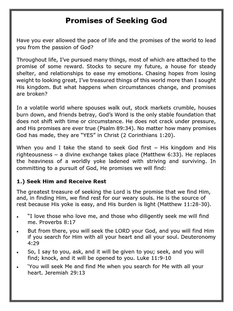 10 Promises of Seeking God | PDF | Wisdom | Religious Belief And Doctrine