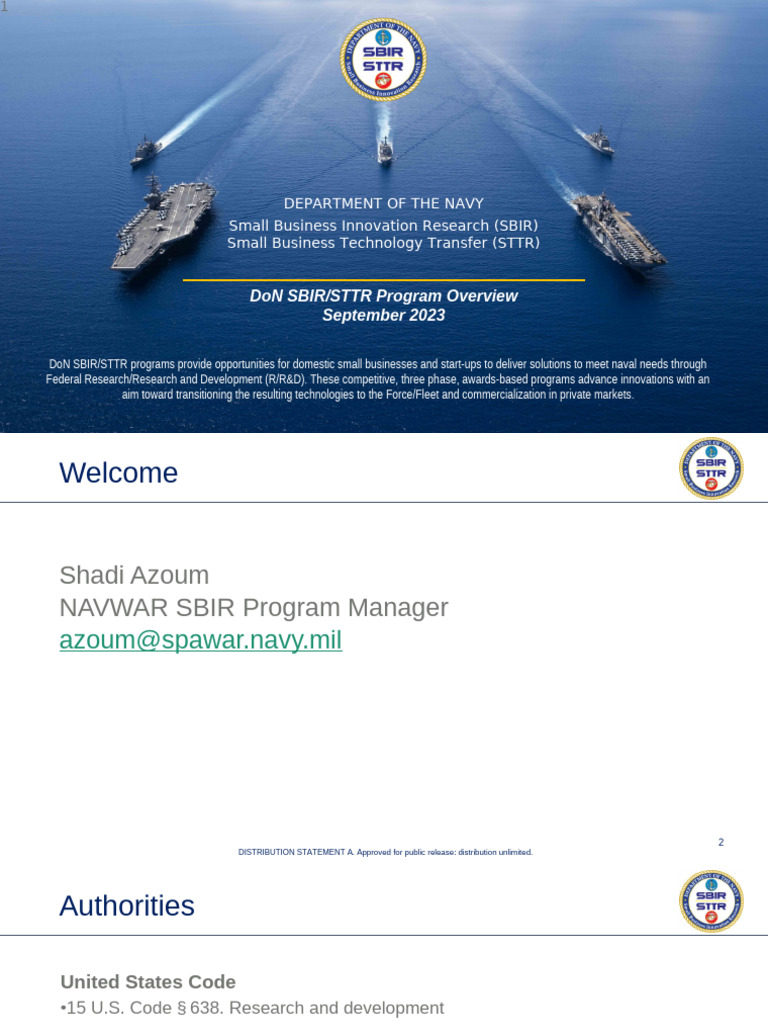 2 - NAVY SBIR Overview, Shadi Azoum | PDF
