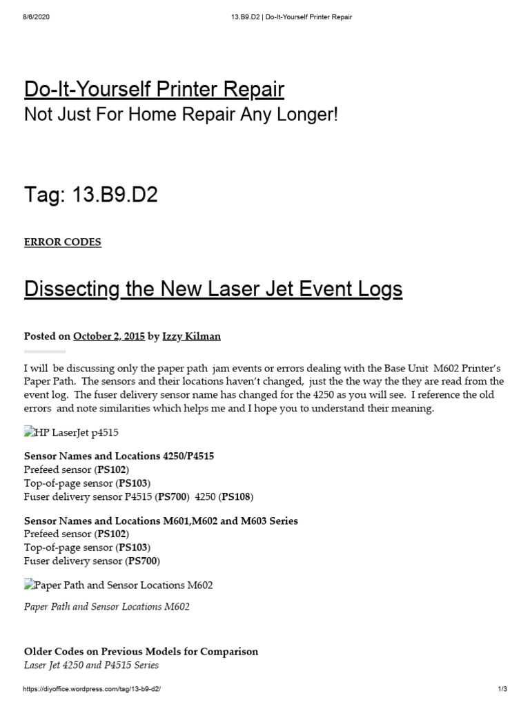 HP M602 Printer Error Codes Guide | PDF | Printing | Equipment