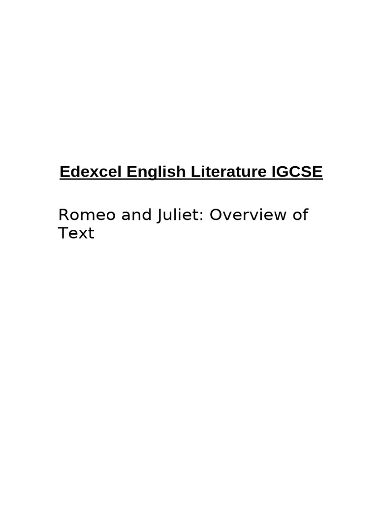 Overview of Text and Key Quotes - Romeo and Juliet Note | PDF ...