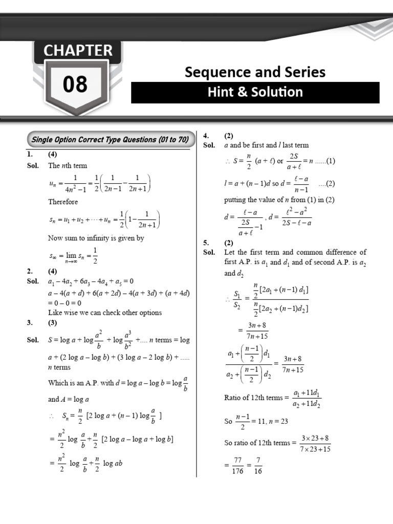 Ch-8 - Sequence and Series - Solution | PDF