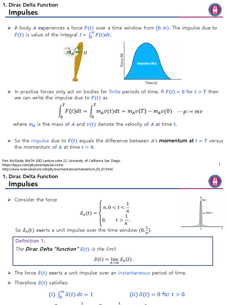 Dirac Delta Function and Impulse Analysis | PDF | Applied Mathematics | Mathematical Objects