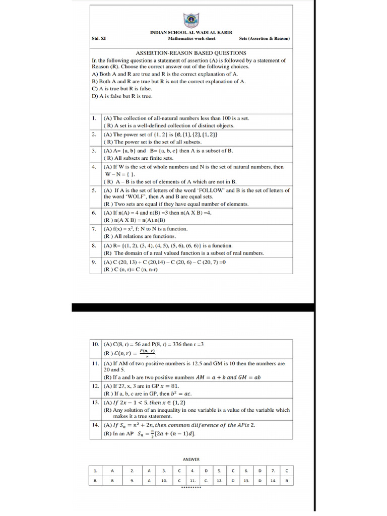 Assertion and Reason | PDF